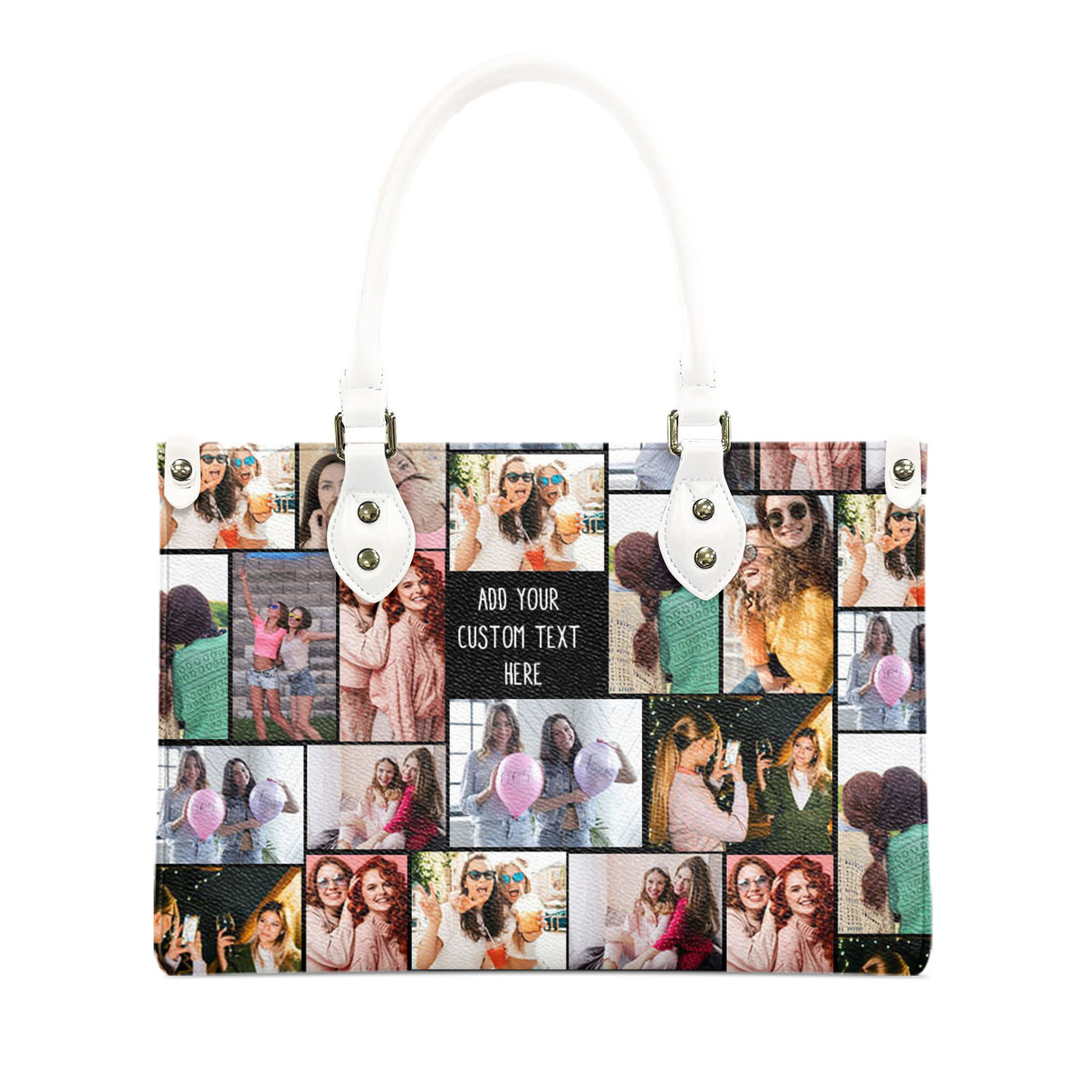 Create Your Own Leather Handbag with Collage Photo and Text – marketpresent
