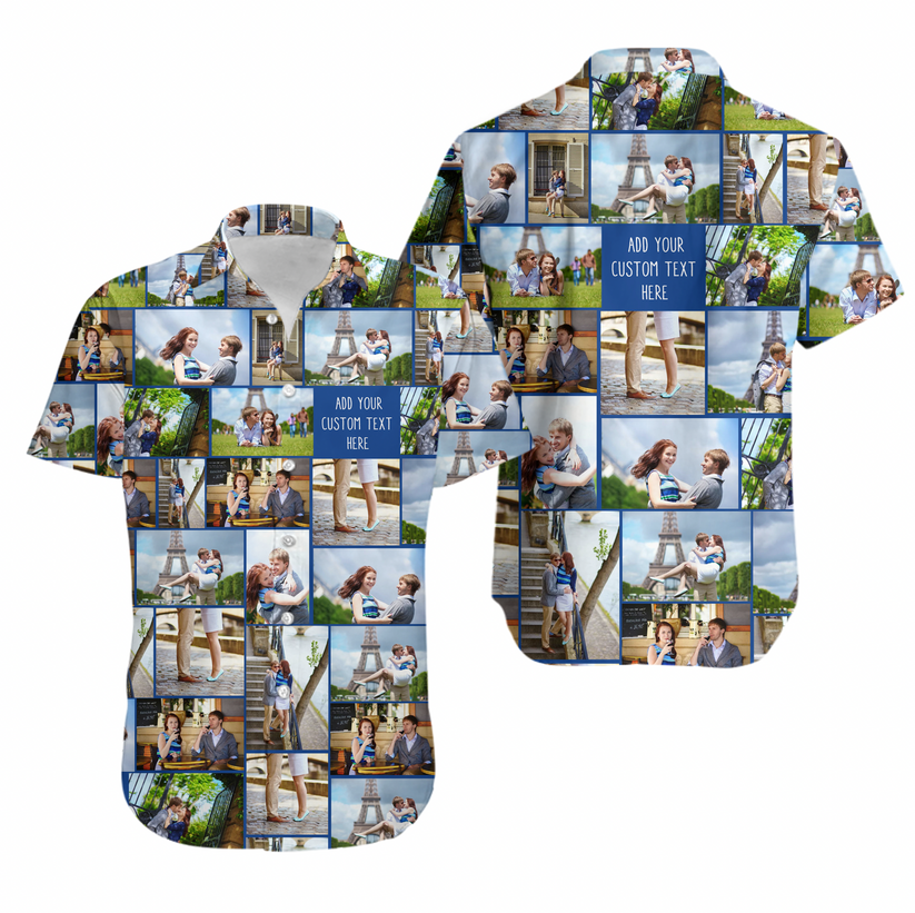 Create a Custom Collage Photo & Text on Unisex Hawaiian Shirt ...