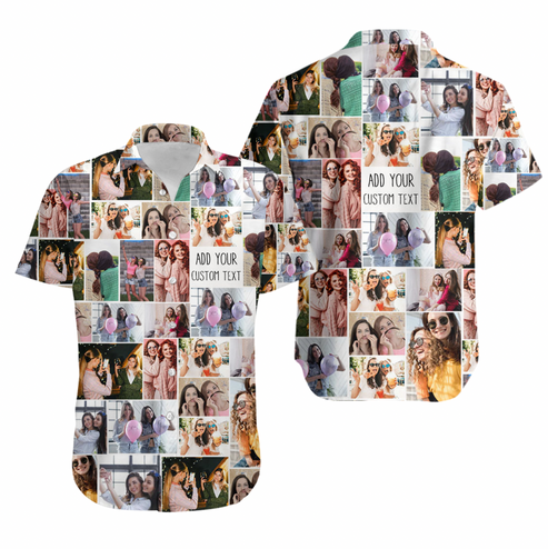 Create a Custom Collage Photo & Text on Unisex Hawaiian Shirt ...